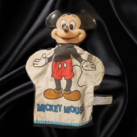 Disney | Toys | Vintage Disney Mickey Mouse 96s Hand Puppet Black Red ...